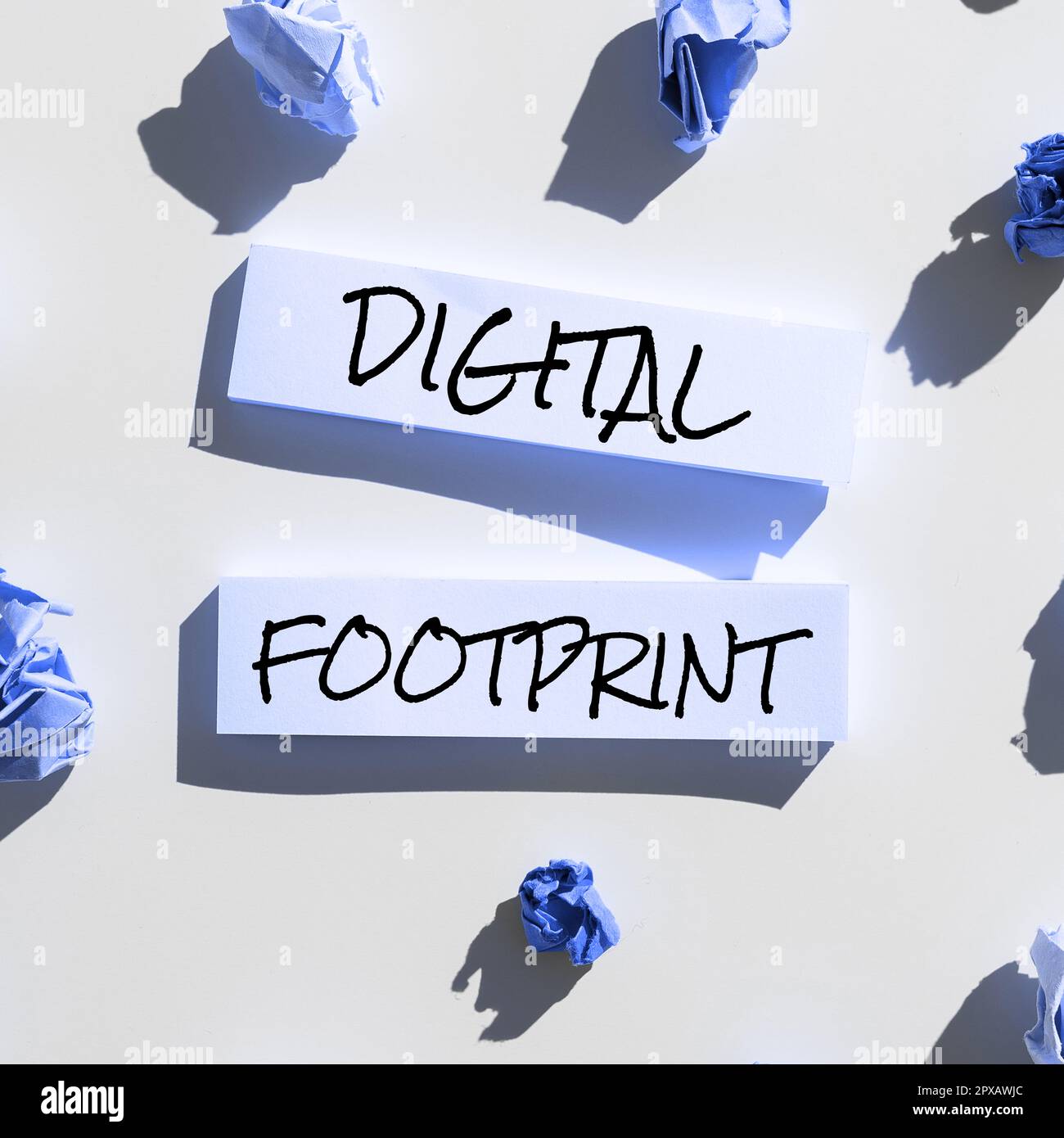 Text caption presenting Digital Footprint, Business showcase uses ...