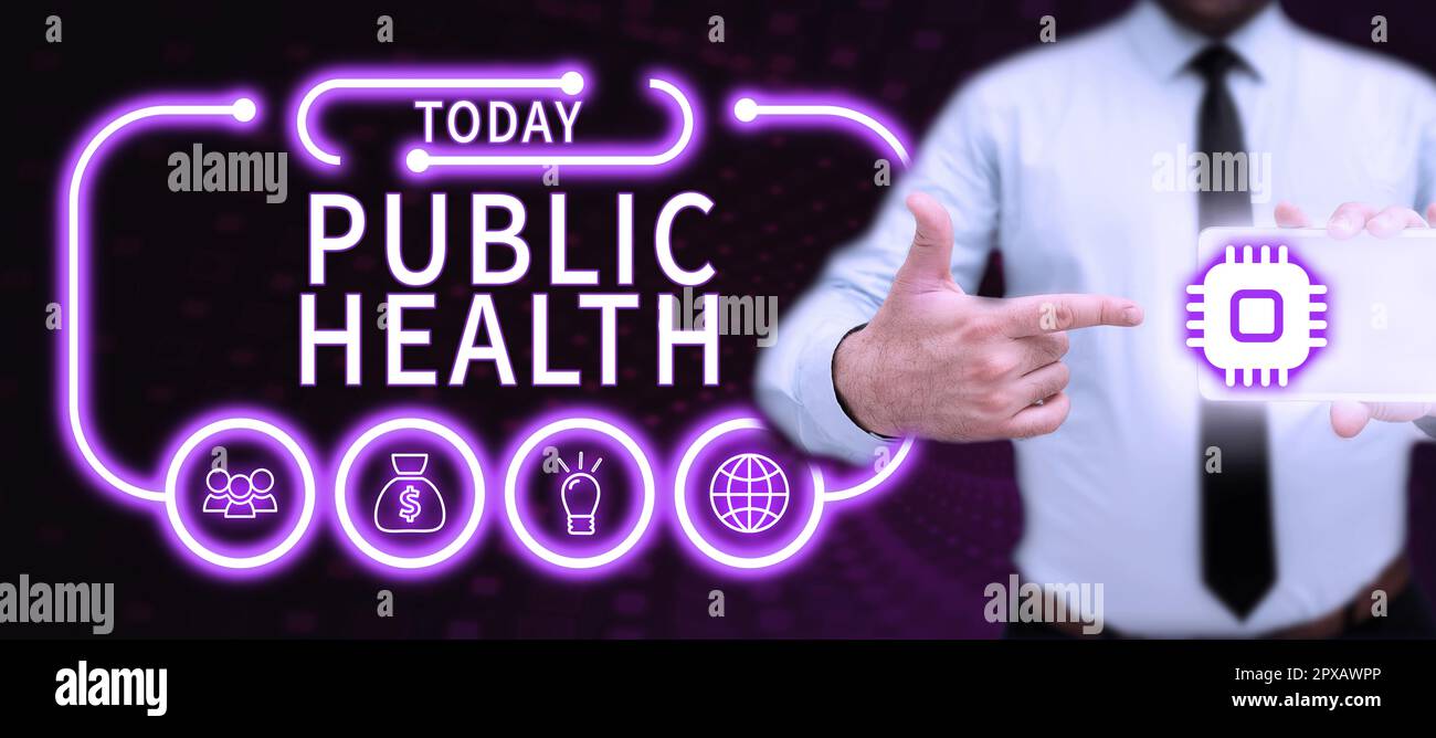 Sign displaying Public Health, Word for Promoting healthy lifestyles to ...
