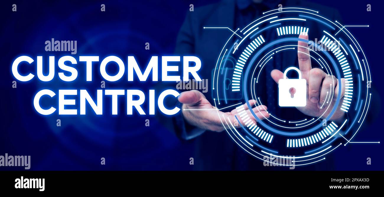 Text showing inspiration Customer Centric, Business idea process of ...