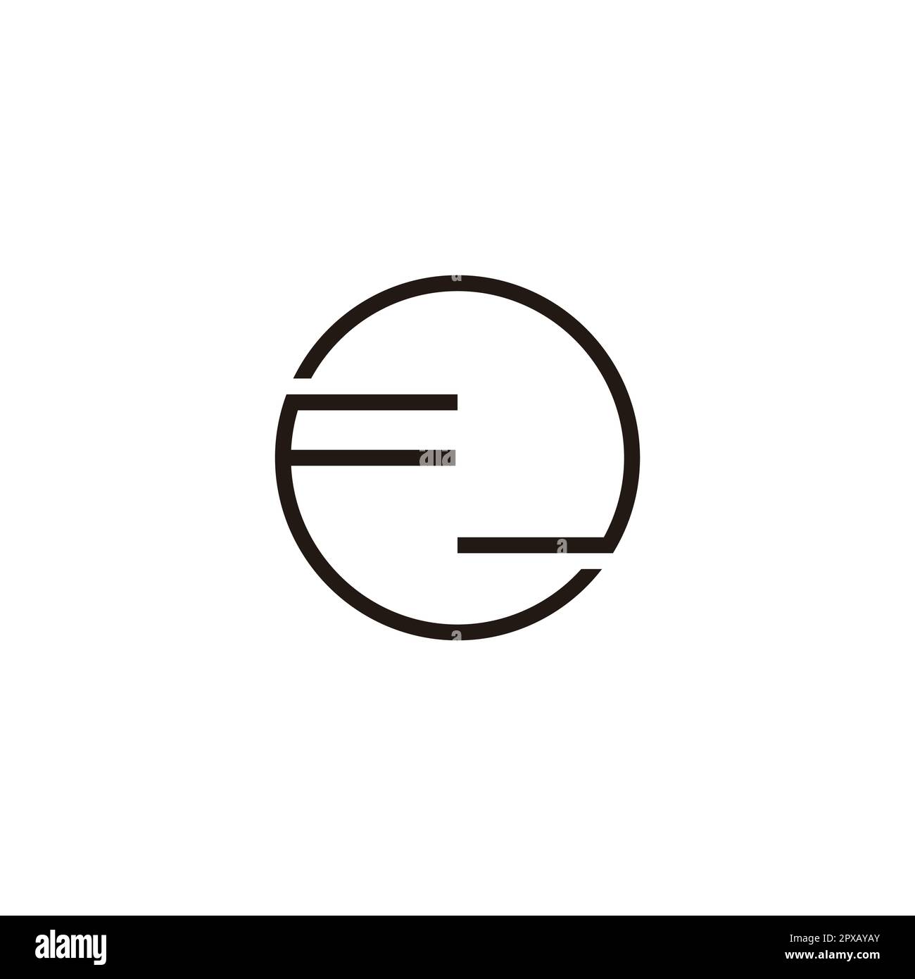 Letter F and number 2, circle line geometric symbol simple logo vector ...