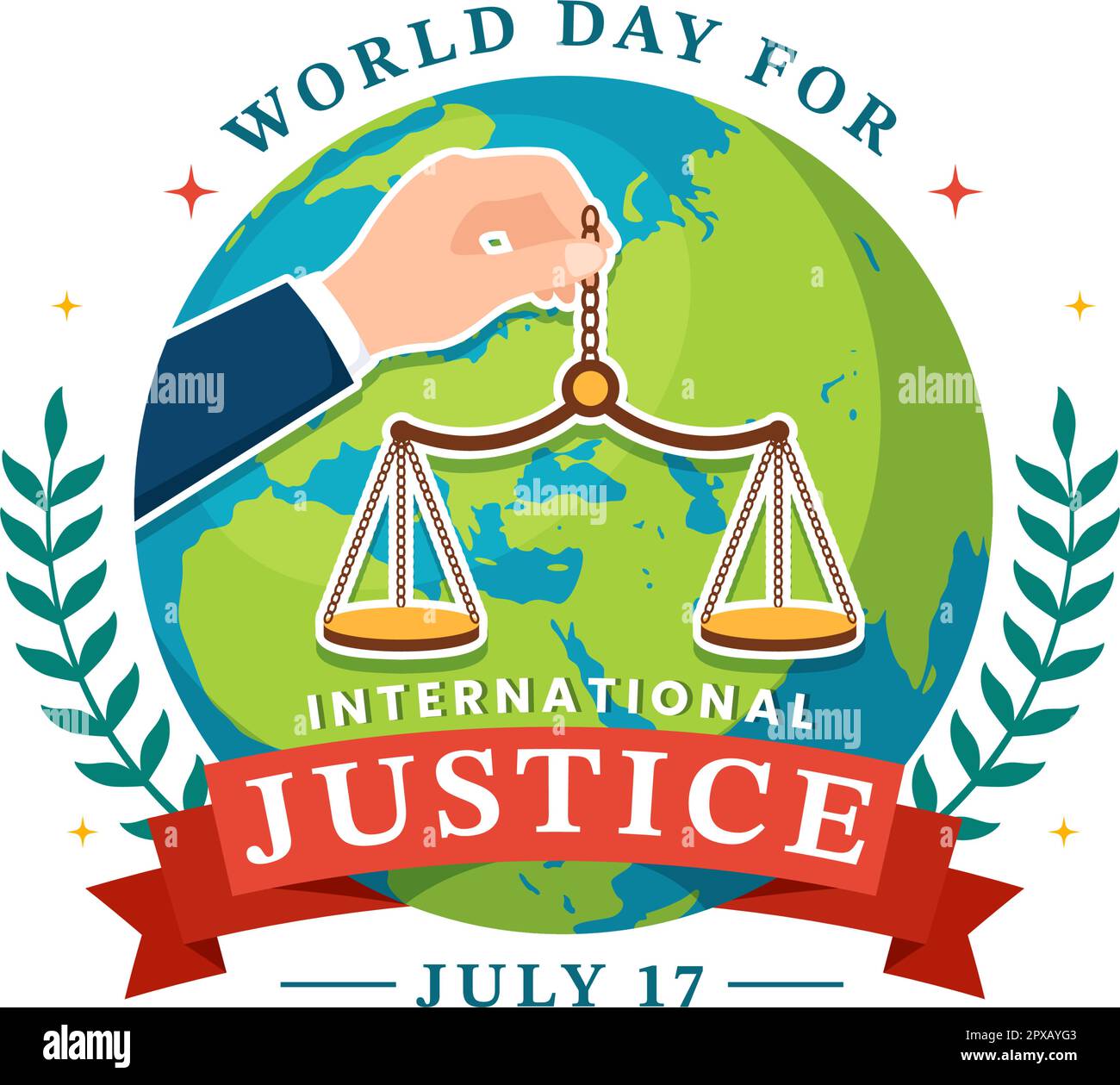 World Day for International Justice Vector Illustration with Earth ...