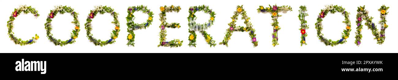 Blooming Flower Letters Building English Word Cooperation. Summer And ...