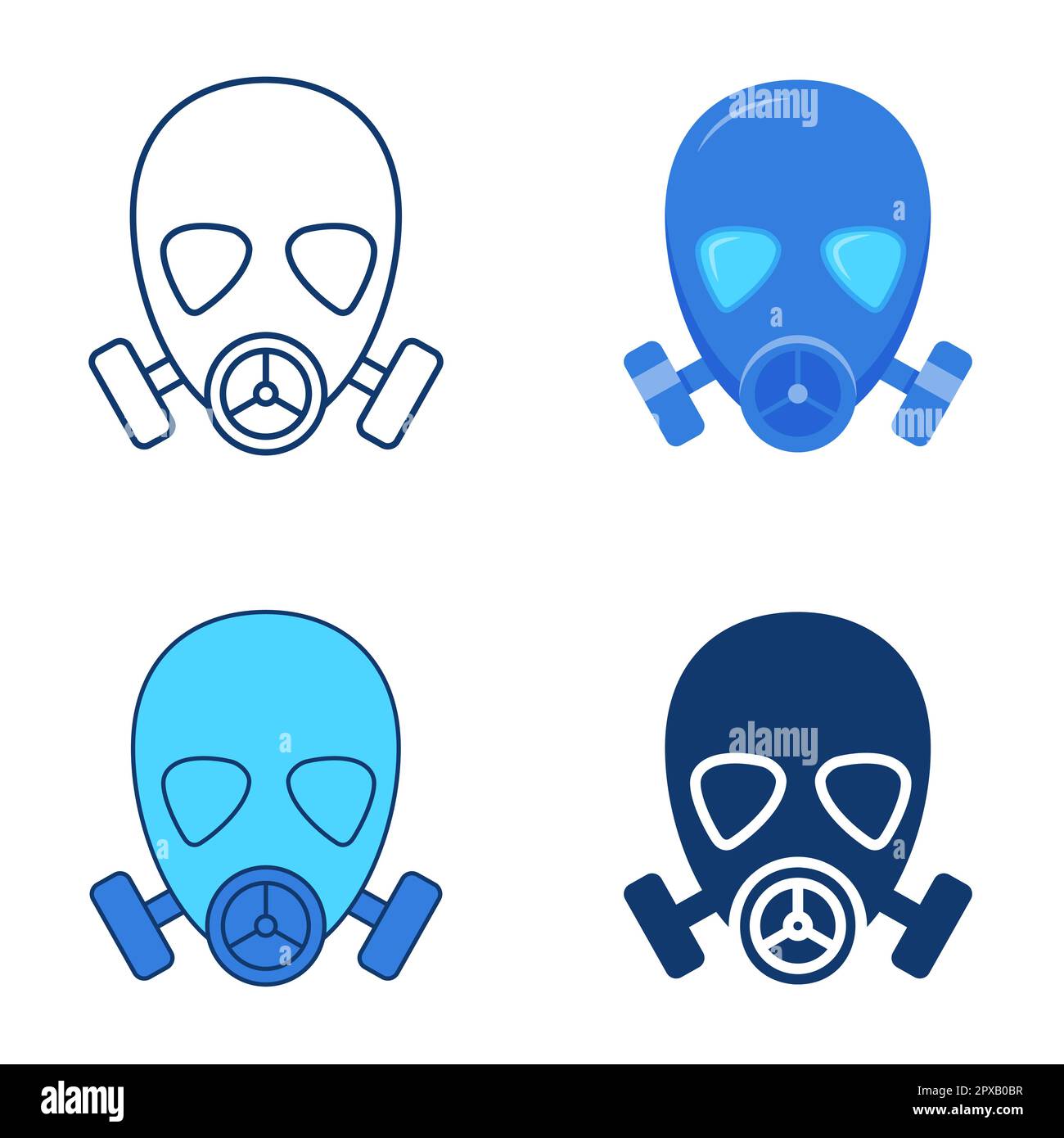 Chemical gas mask icon set in flat and line style. Military respirator ...