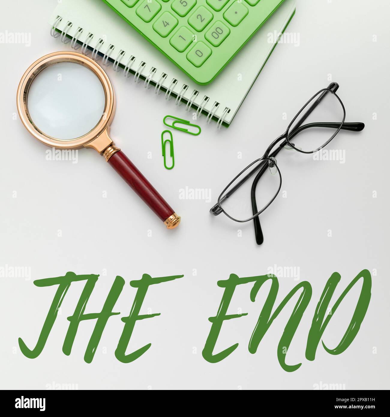 Hand writing sign The End, Conceptual photo Final part of play ...