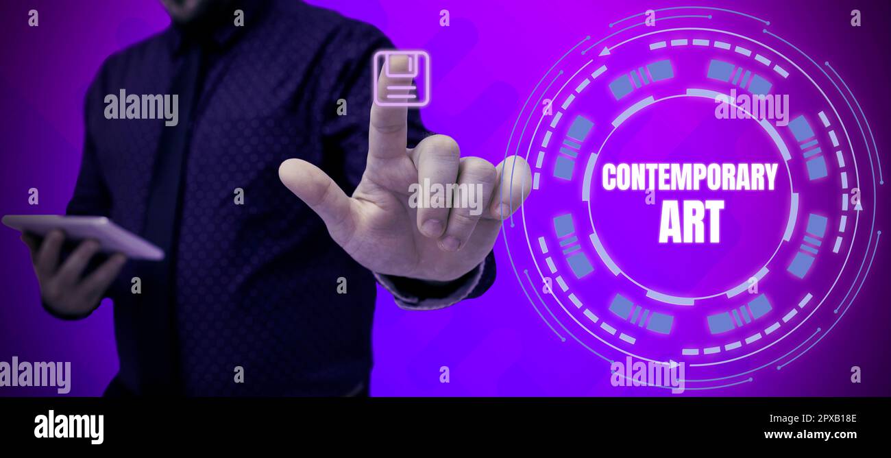 Text showing inspiration Contemporary Art, Business showcase made today ...