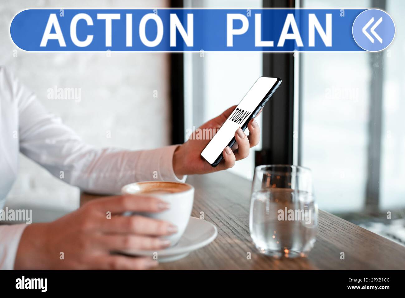 Text caption presenting Action Plan, Business overview list of things ...