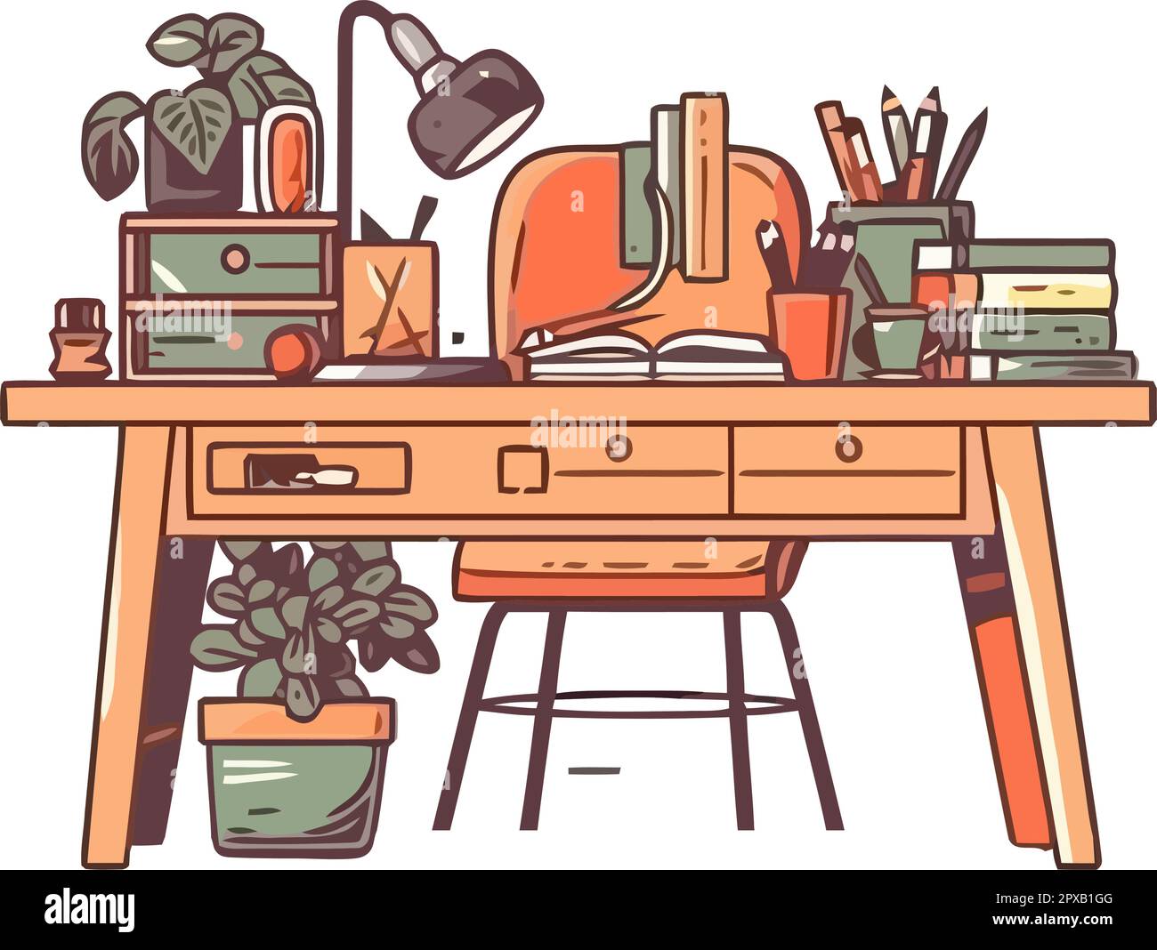 workspace office desk and chair Stock Vector Image & Art - Alamy