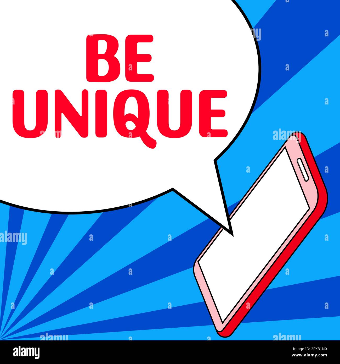 Text caption presenting Be Unique, Word for being the only one of its ...