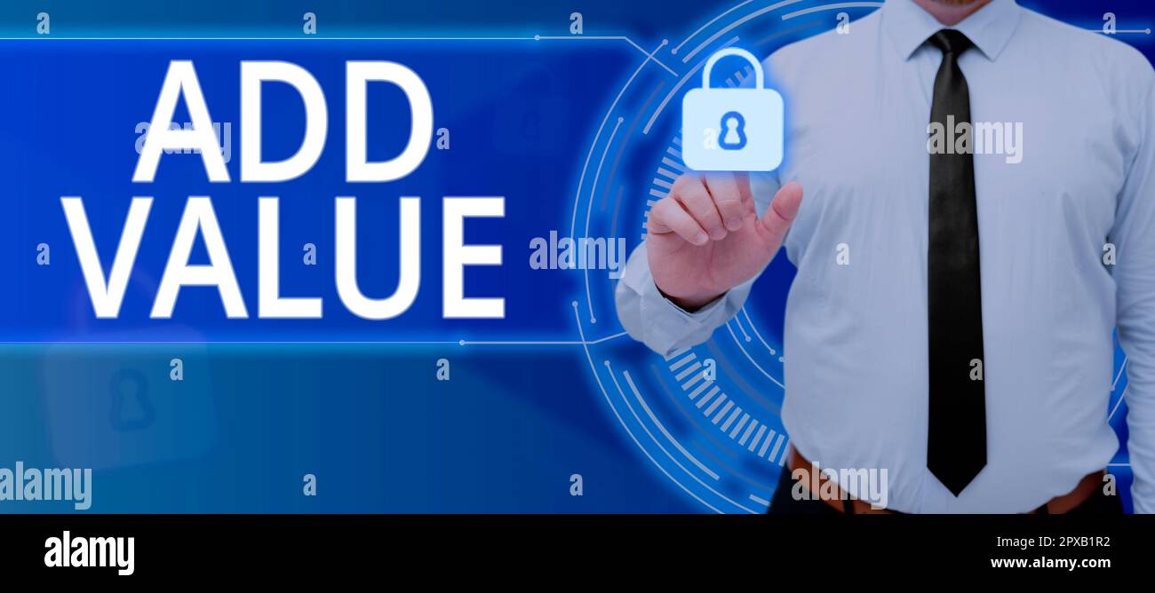 Conceptual caption Add Value, Internet Concept an improvement or ...