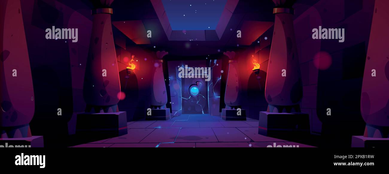 Magic door in medieval castle or Egypt palace. Ancient building ...