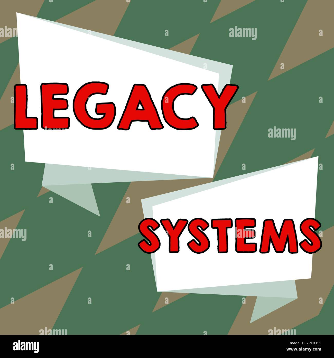 Handwriting text Legacy Systems, Business approach old method ...