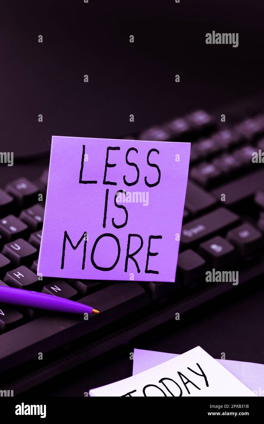 Conceptual caption Less Is More, Business approach Minimalist approach ...