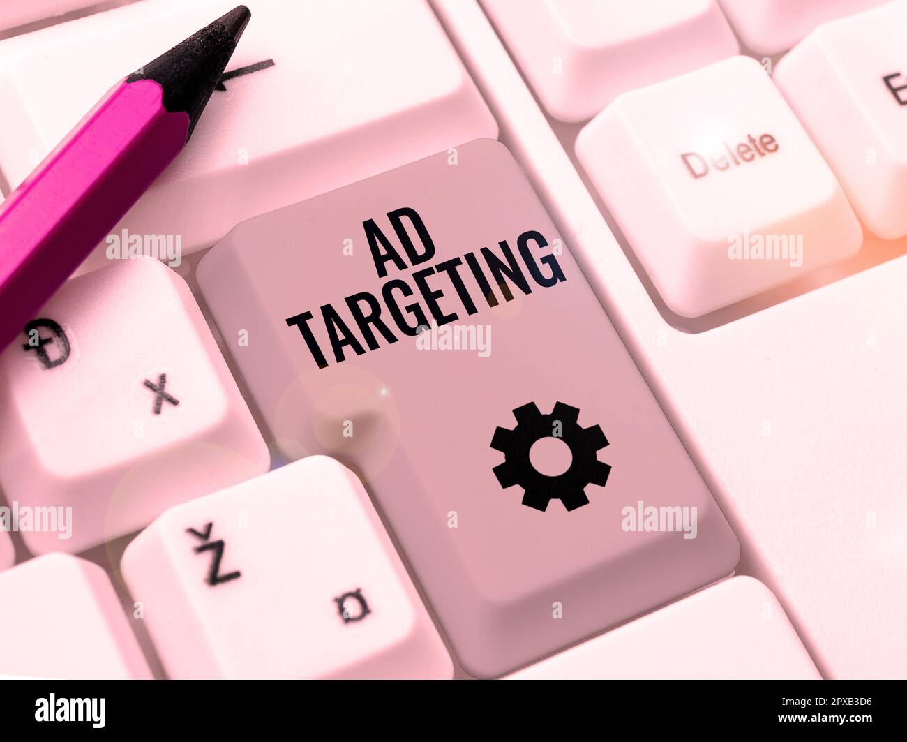 Text caption presenting Ad Targeting, Conceptual photo target the most ...