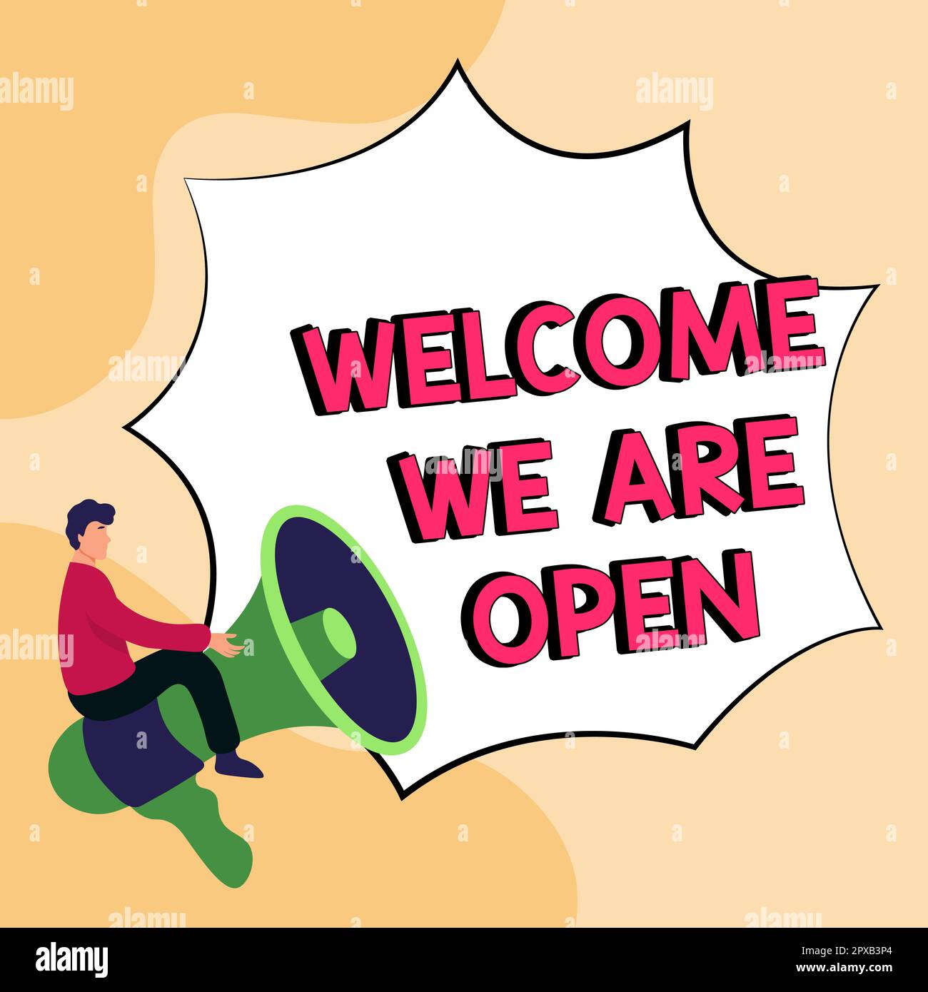 Conceptual caption Welcome We Are Open, Business showcase Greeting ...