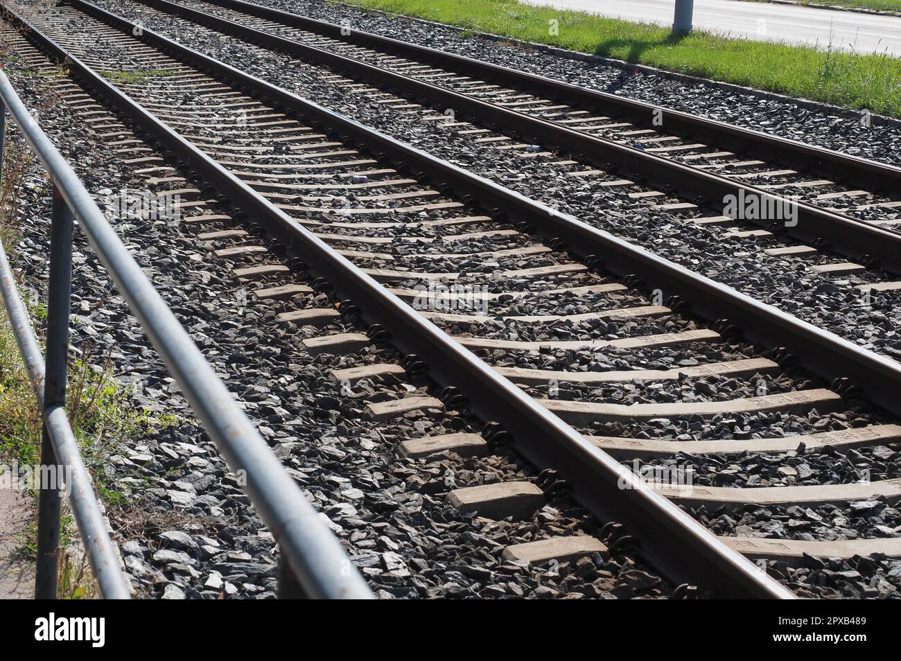 railway railroad tracks for train public transport Stock Photo - Alamy