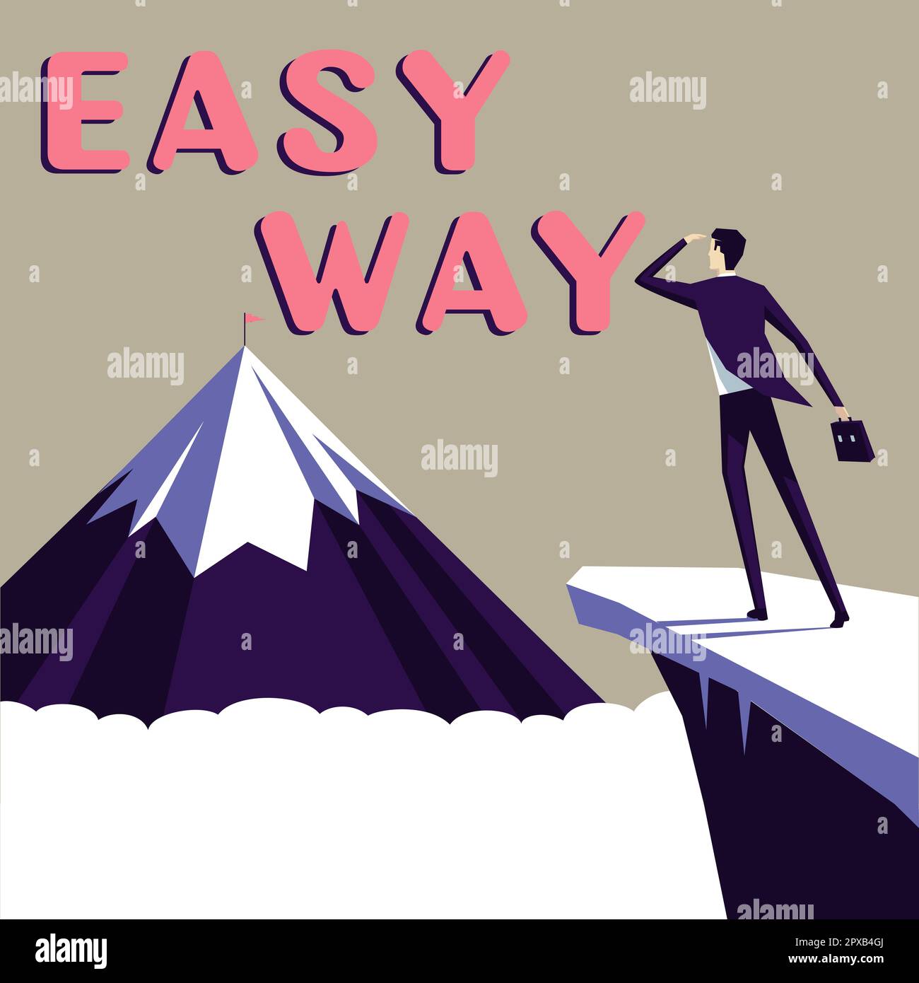 Conceptual caption Easy Way, Business showcase making hard decision ...