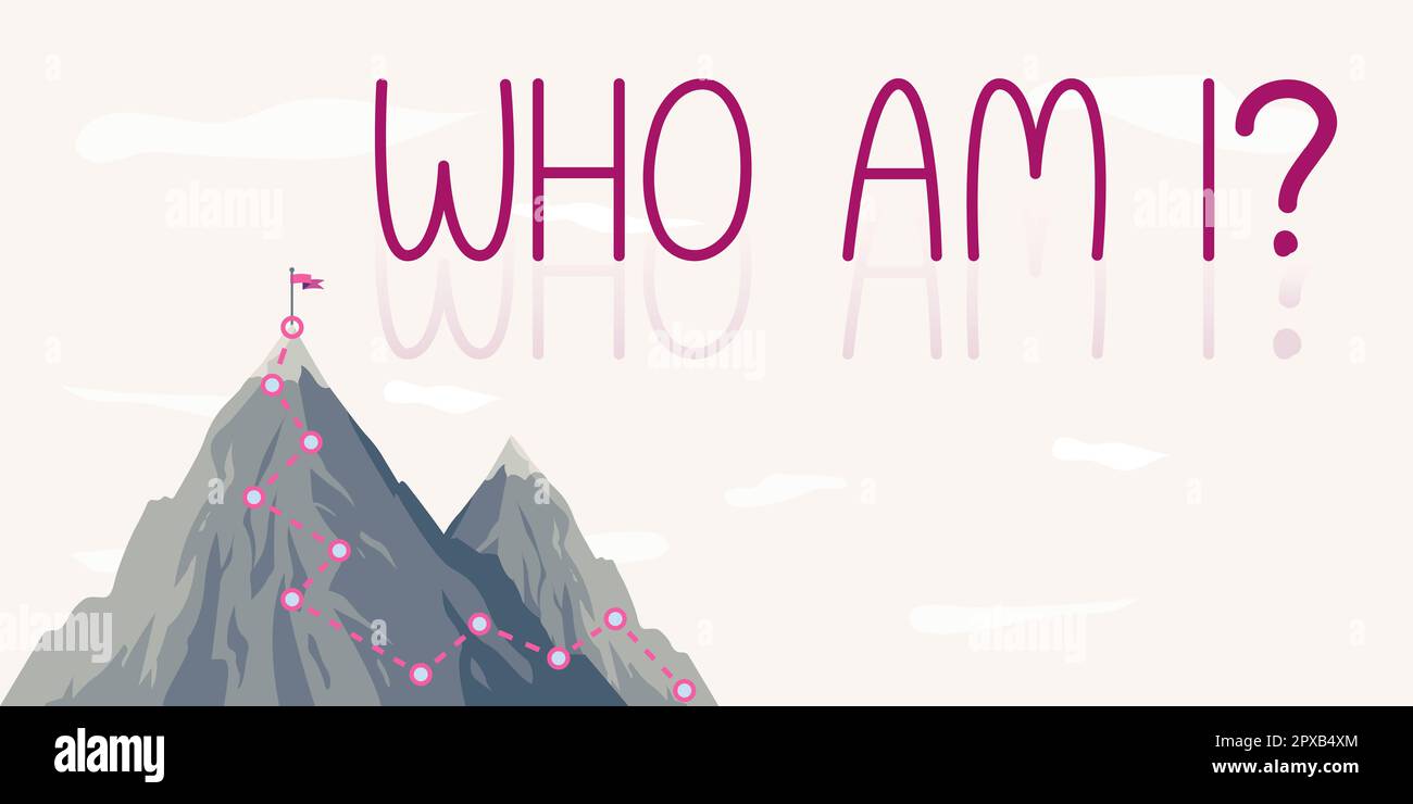Text sign showing Who Am I, Business concept when being asked about ...