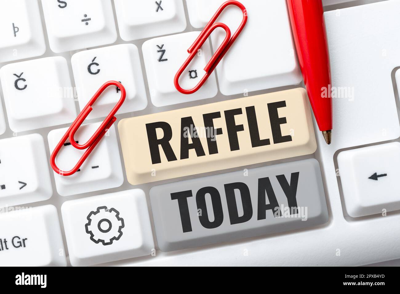 Hand writing sign Raffle, Business showcase means of raising money by ...