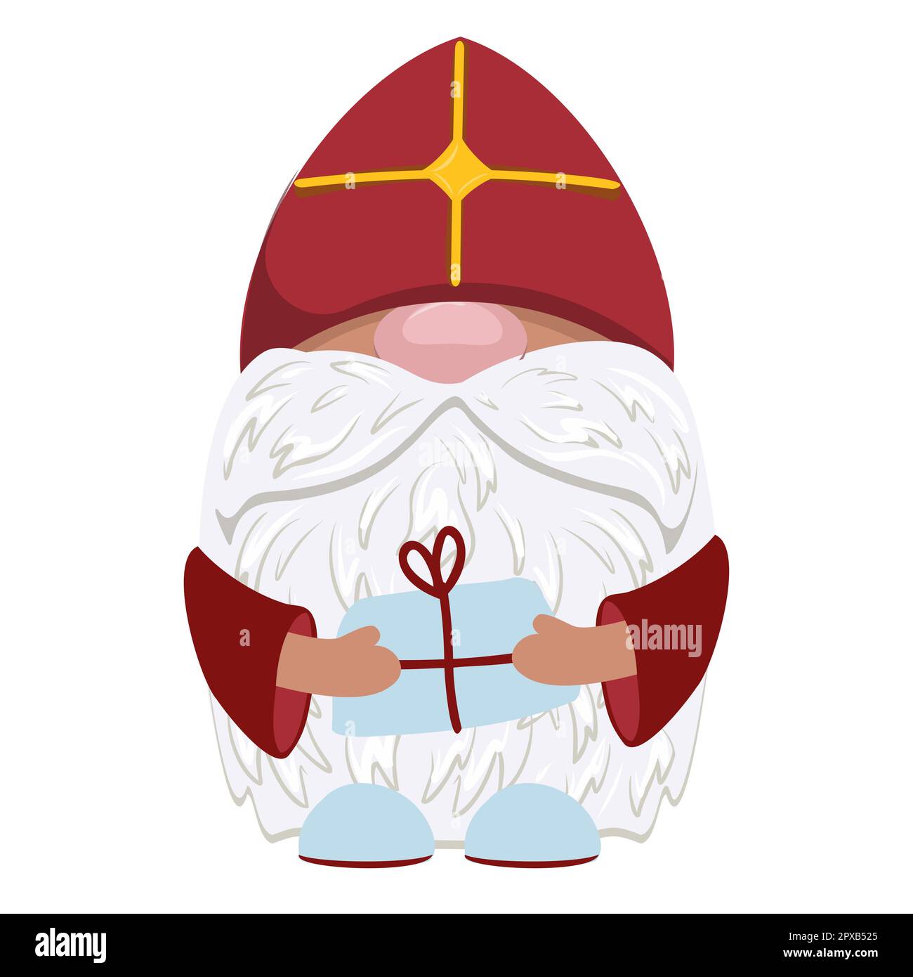 Gnome saint nicholas character. Saint Nicholas with a gift. Vector ...