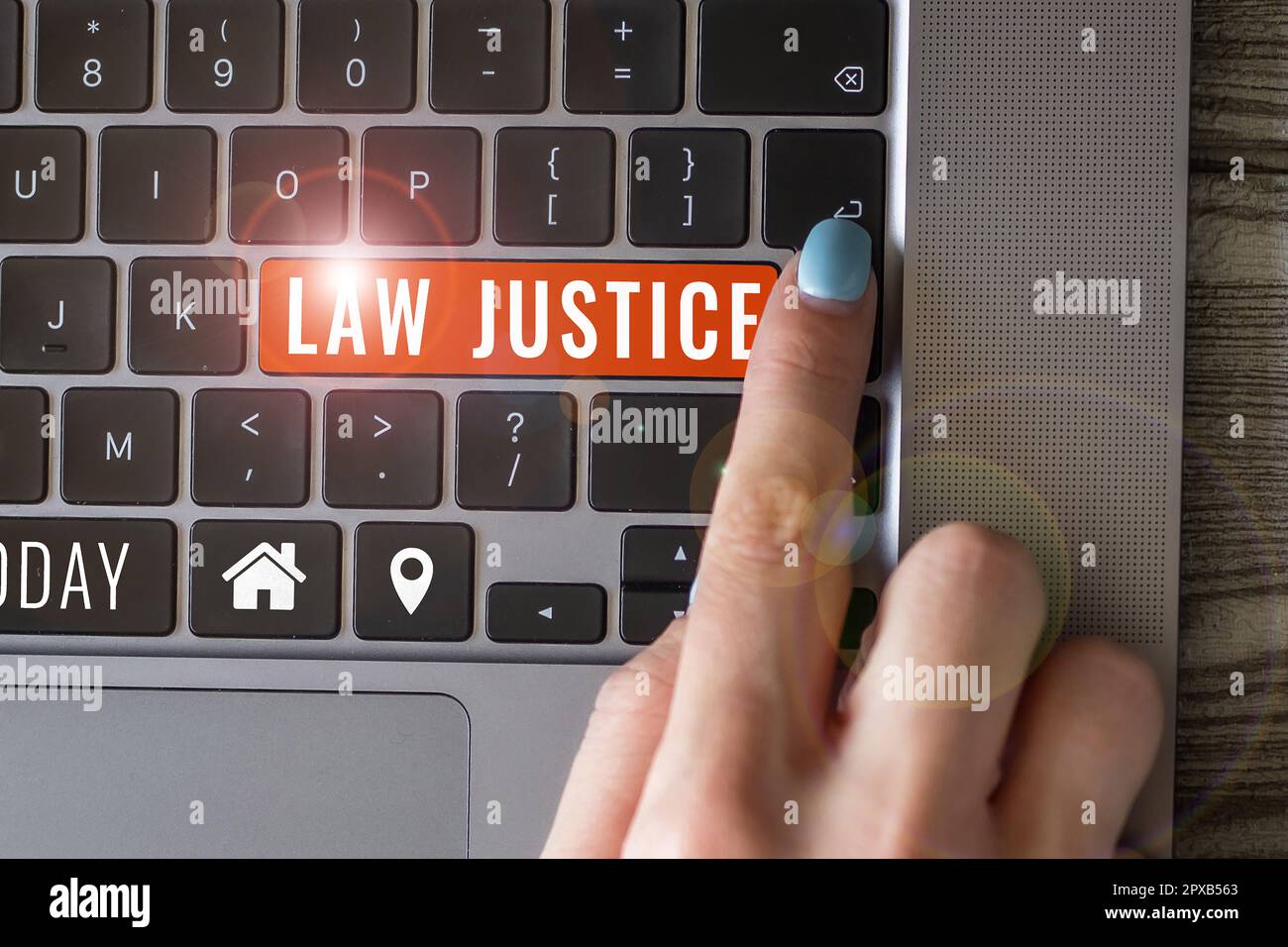 Text sign showing Law Justice, Concept meaning a scheme or system of ...
