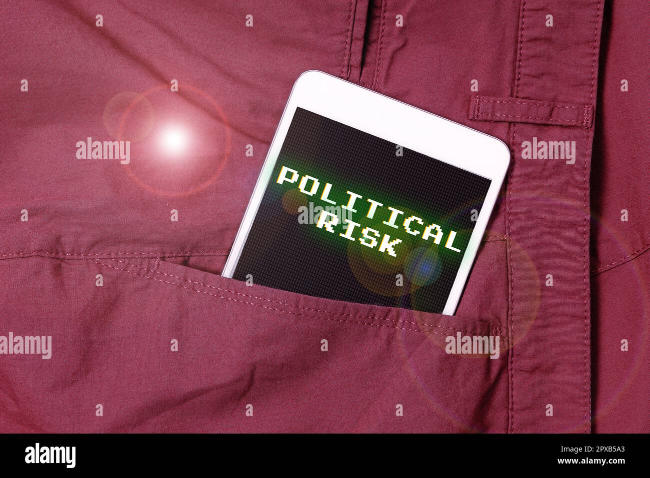 Sign displaying Political Risk, Internet Concept communications person ...