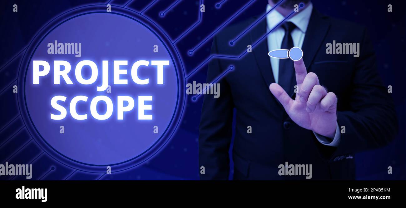 Conceptual caption Project Scope, Business idea evaluation of work ...
