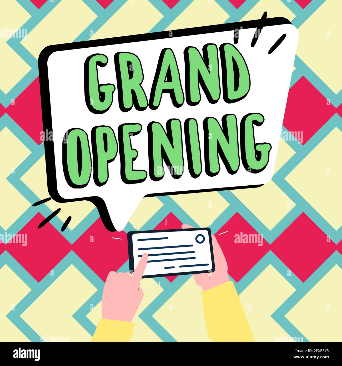 Hand writing sign Grand Opening, Word Written on Ribbon Cutting New ...