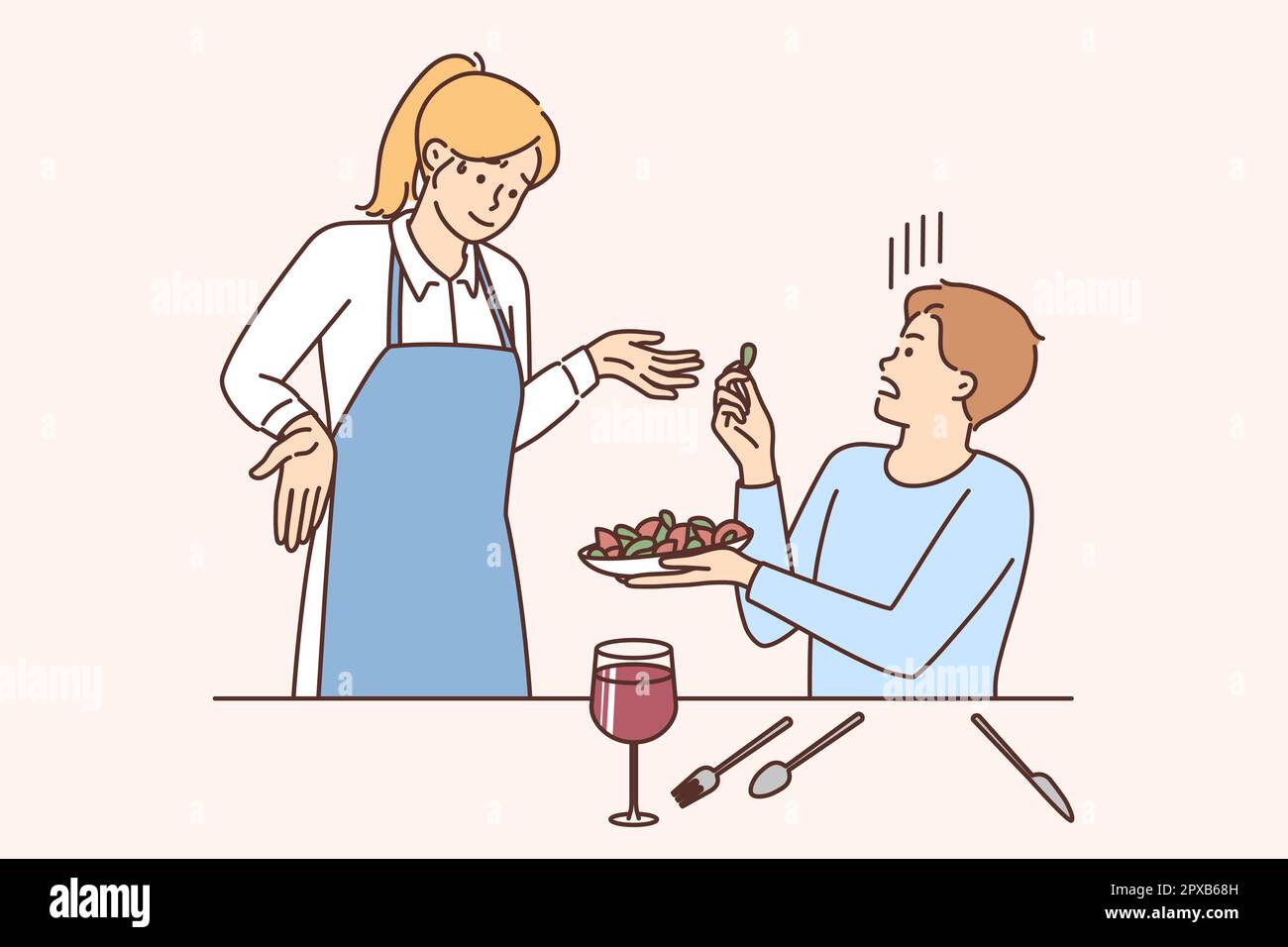 Unhappy male client dissatisfied with food in restaurant make note to ...