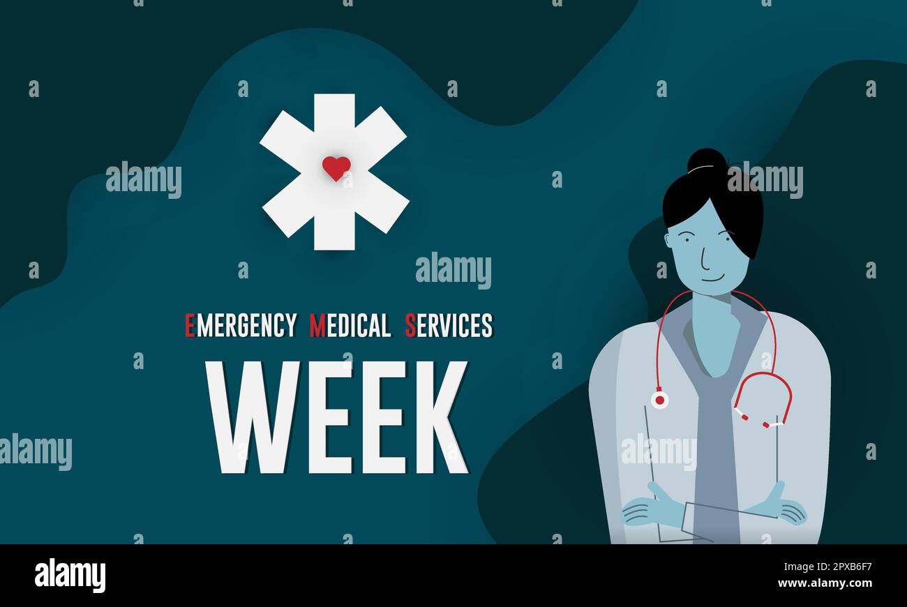 Happy National Emergency Medical Services Week. Celebration of Medical Concepts. Poster, banner ...