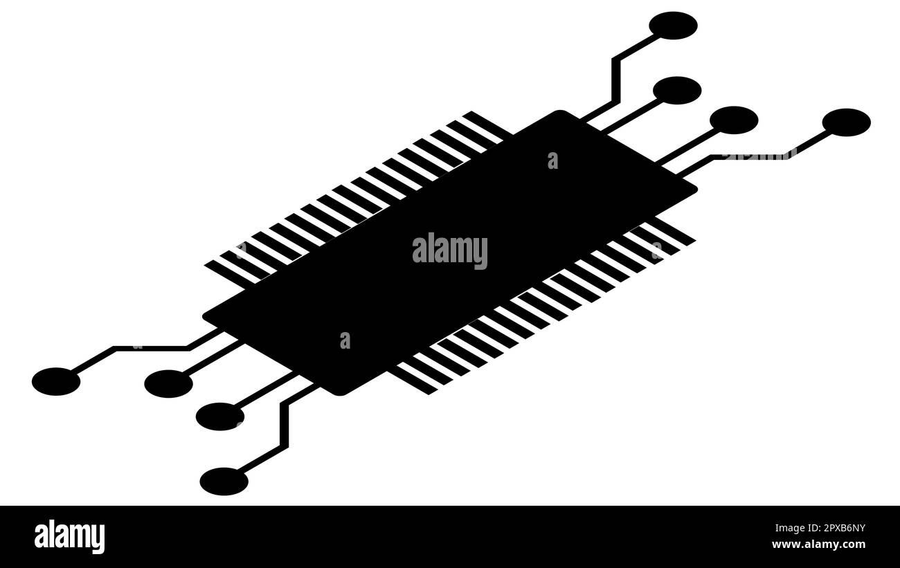 Silhouette of simple isometric schematic chip or component for ...