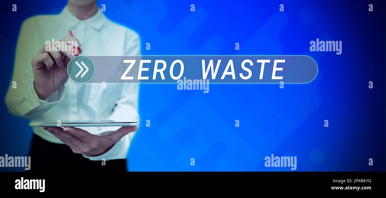 Sign displaying Zero Waste, Concept meaning industrial responsibility ...