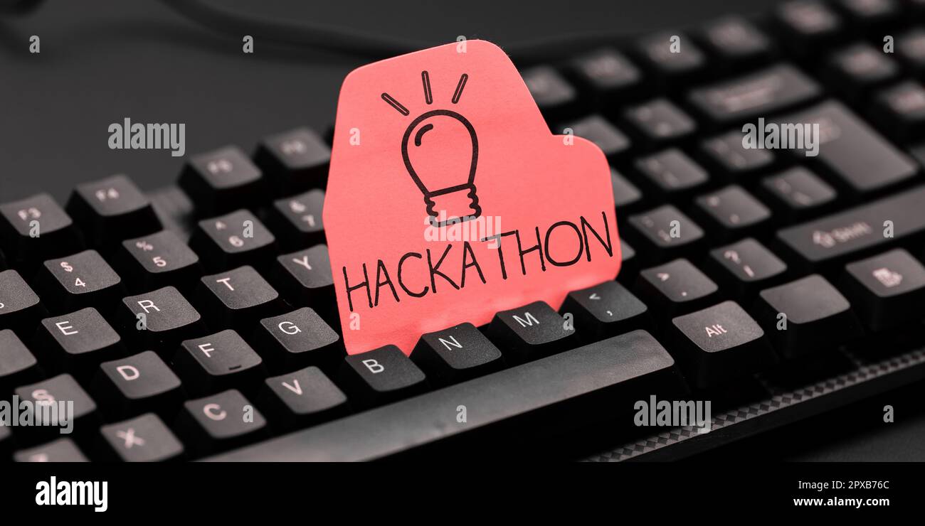 Text caption presenting Hackathon, Business idea event where large ... Text caption presenting Hackathon, Business idea event where large ...