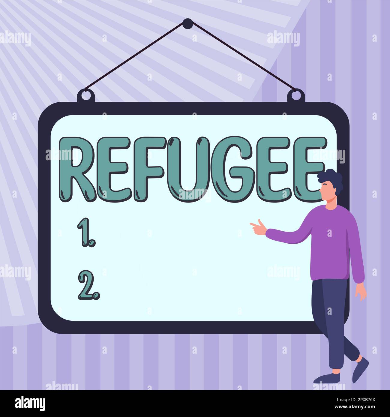 Hand writing sign Refugee, Word for refer to movements of large groups ...