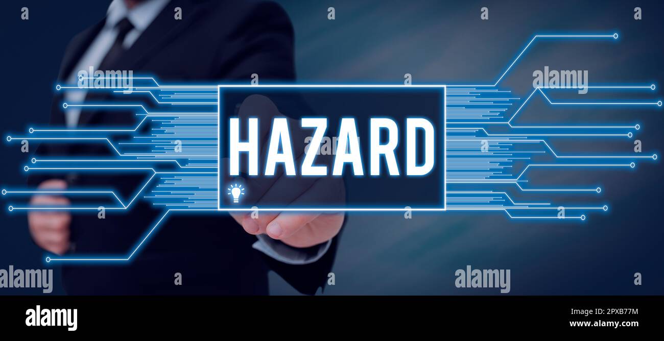 Sign displaying Hazard, Concept meaning account or statement describing ... Sign displaying Hazard, Concept meaning account or statement describing ...
