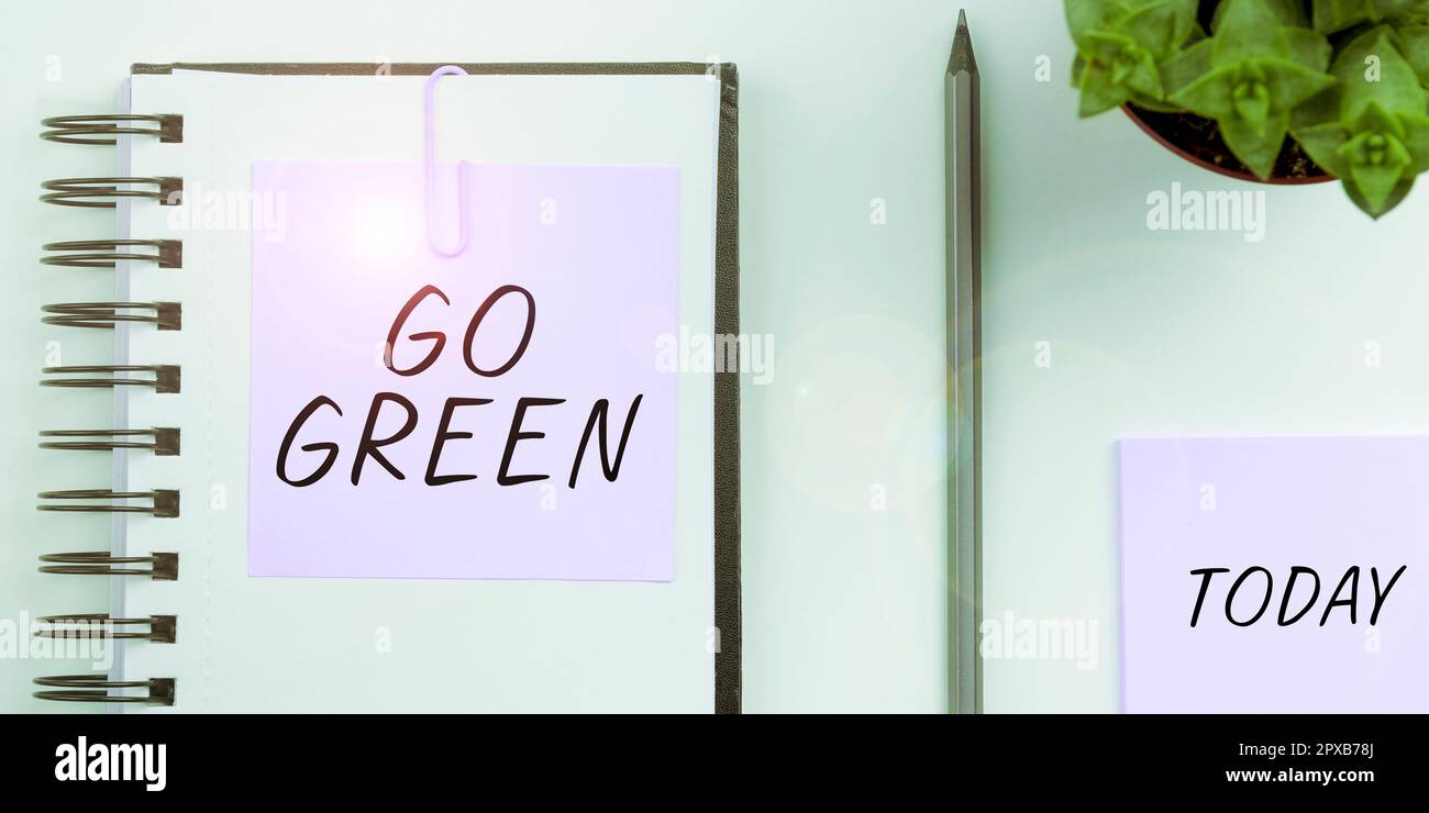 Conceptual display Go Green, Business idea making more environmentally ...