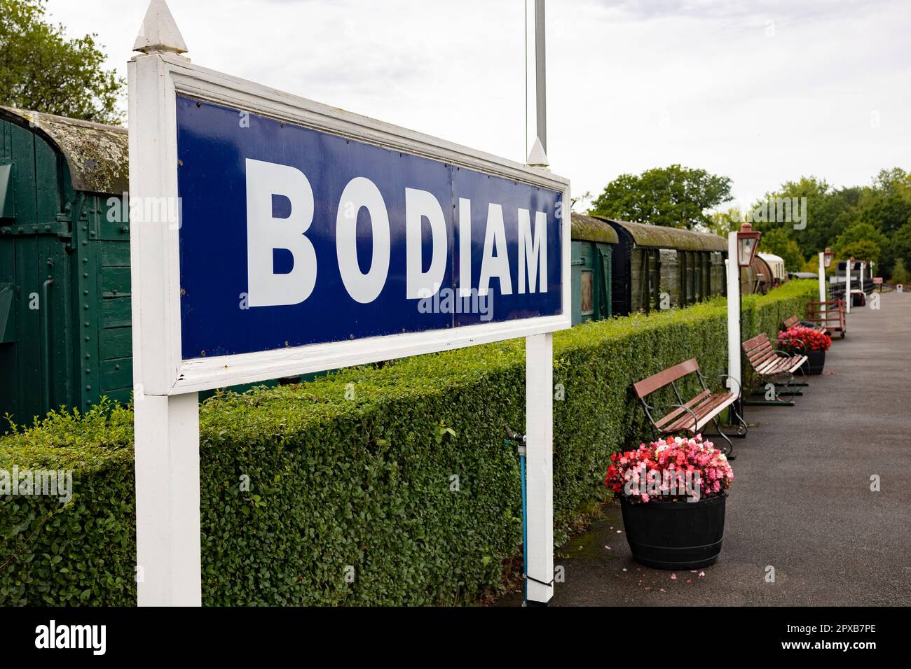 Bodiam, Kent, united kingdom, 21, August, 2022 bodiam railway station and platform part of the ...