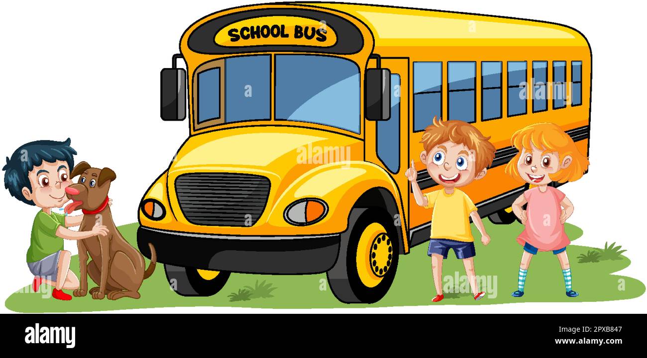 School Bus with Many Kids illustration Stock Vector Image & Art - Alamy