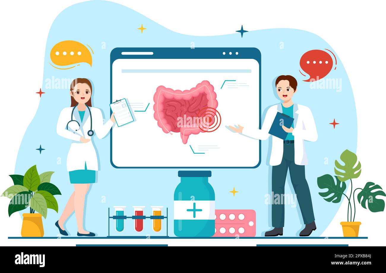 Stomach Health Gastroenterology Vector Illustration with Abdomen Pain ...