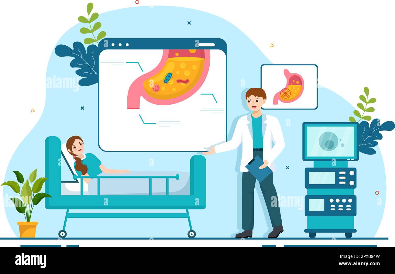 Stomach Health Gastroenterology Vector Illustration with Abdomen Pain ...