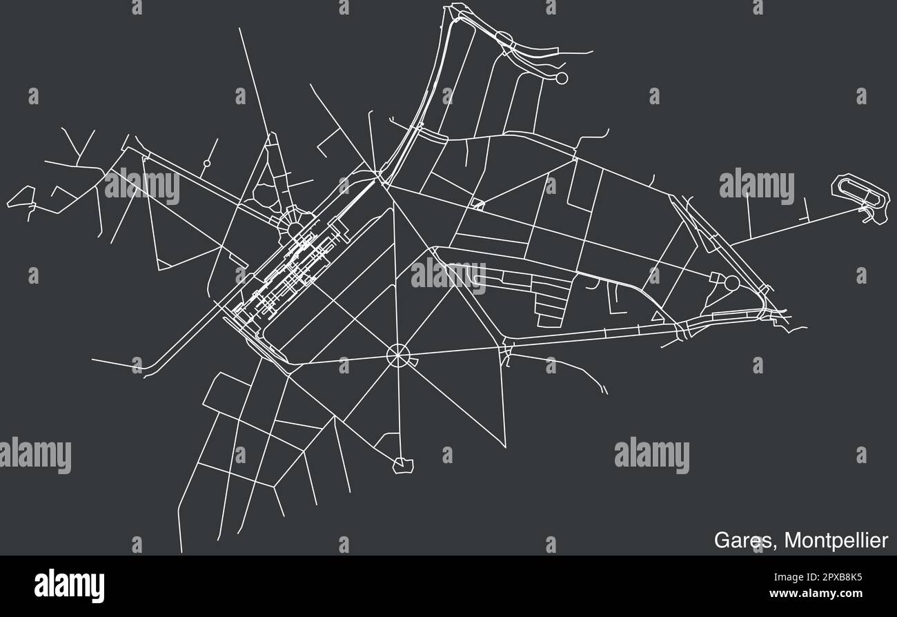 Street roads map of the GARES NEIGHBOURHOOD, MONTPELLIER Stock Vector ...