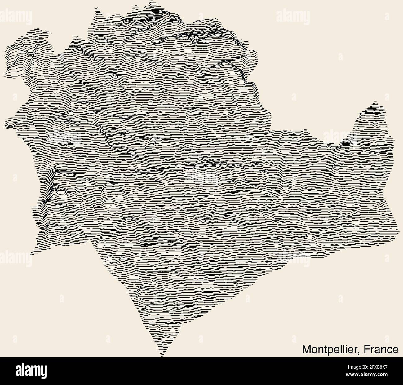 Topographic relief map of MONTPELLIER, FRANCE Stock Vector Image & Art ...