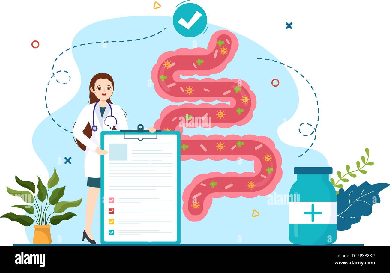 Stomach Health Gastroenterology Vector Illustration with Abdomen Pain ...