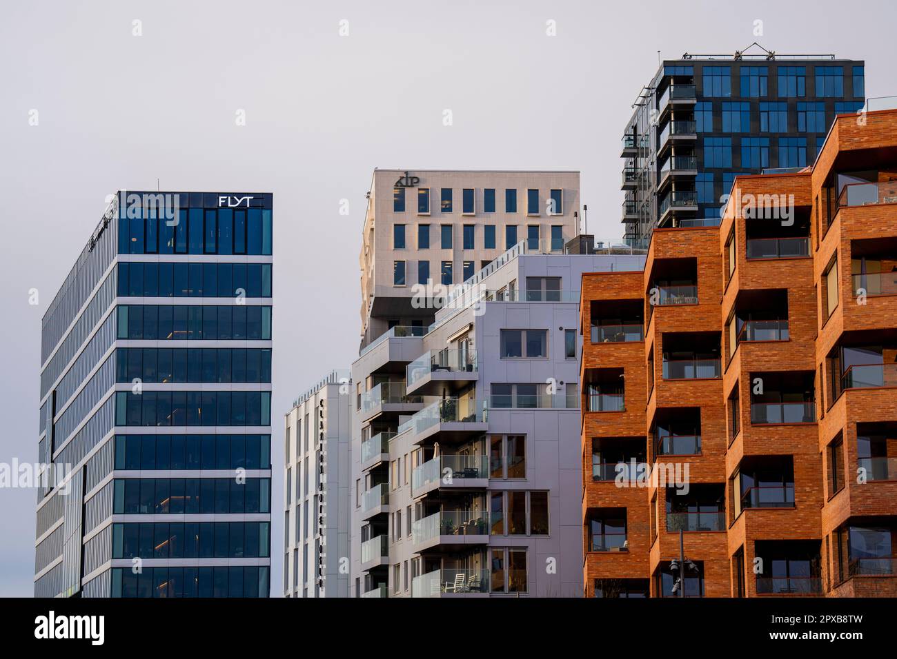 Oslo 20230428.The PWC building, the KLP building, Clarion Hotel Oslo ...