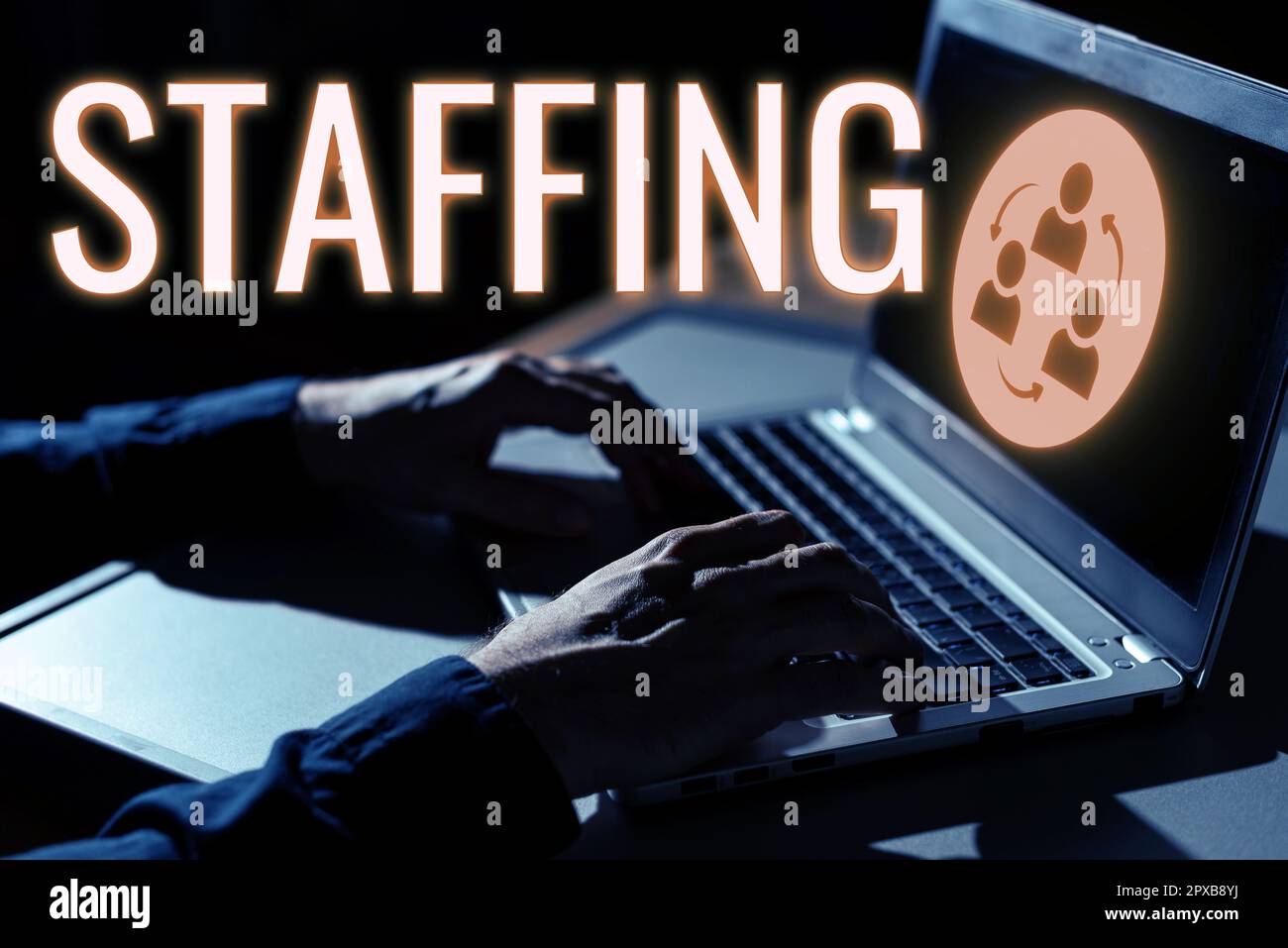 Text sign showing Staffing, Concept meaning The percentage of workers ...