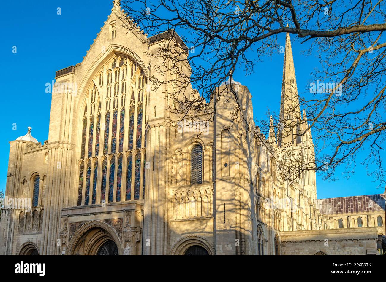 The Anglican cathedral in Norwich Norfolk, UK, dedicated to the Holy ...
