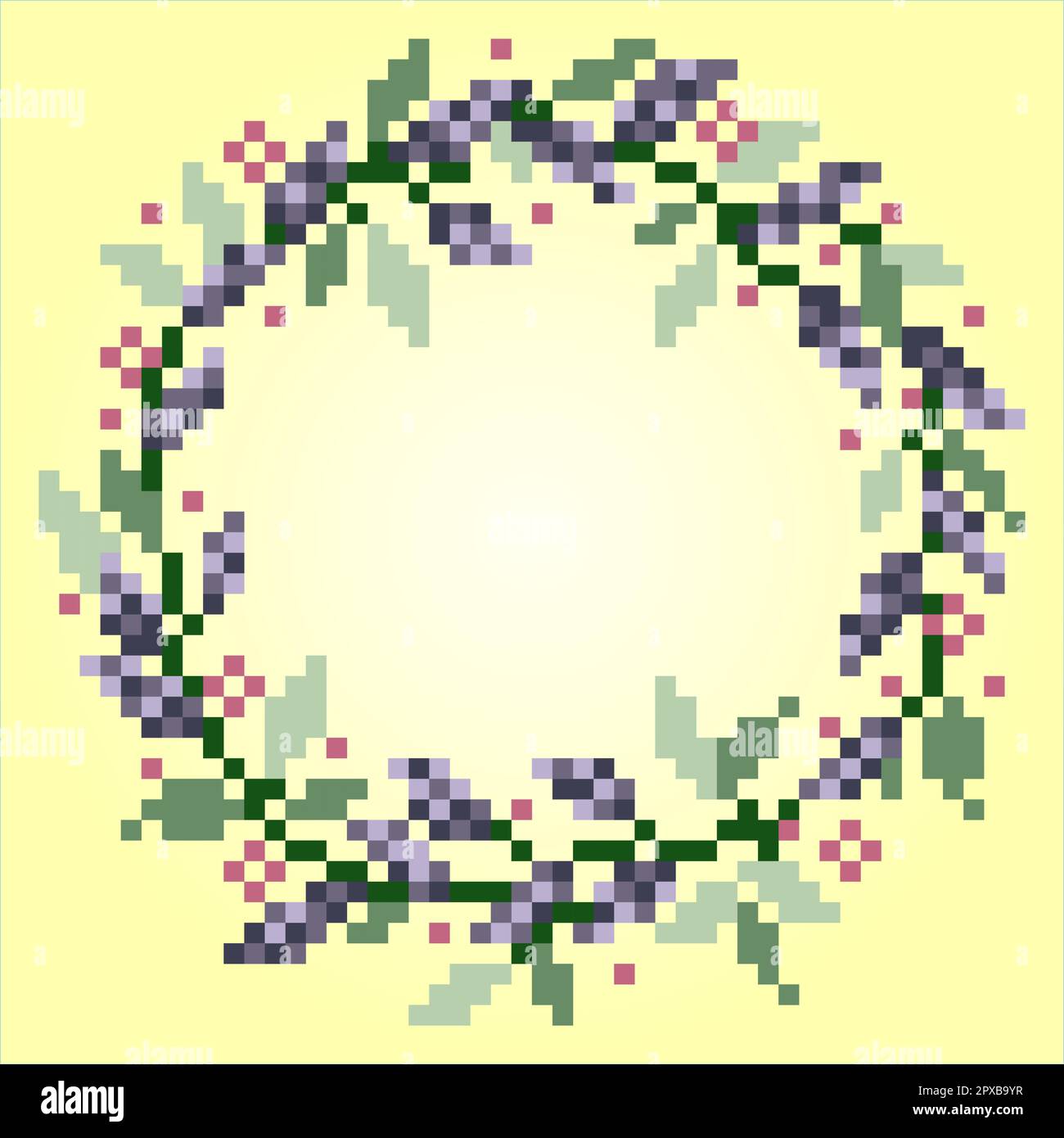 8 bit pixel flower ornaments. Circle of flowers for cross stitch ...