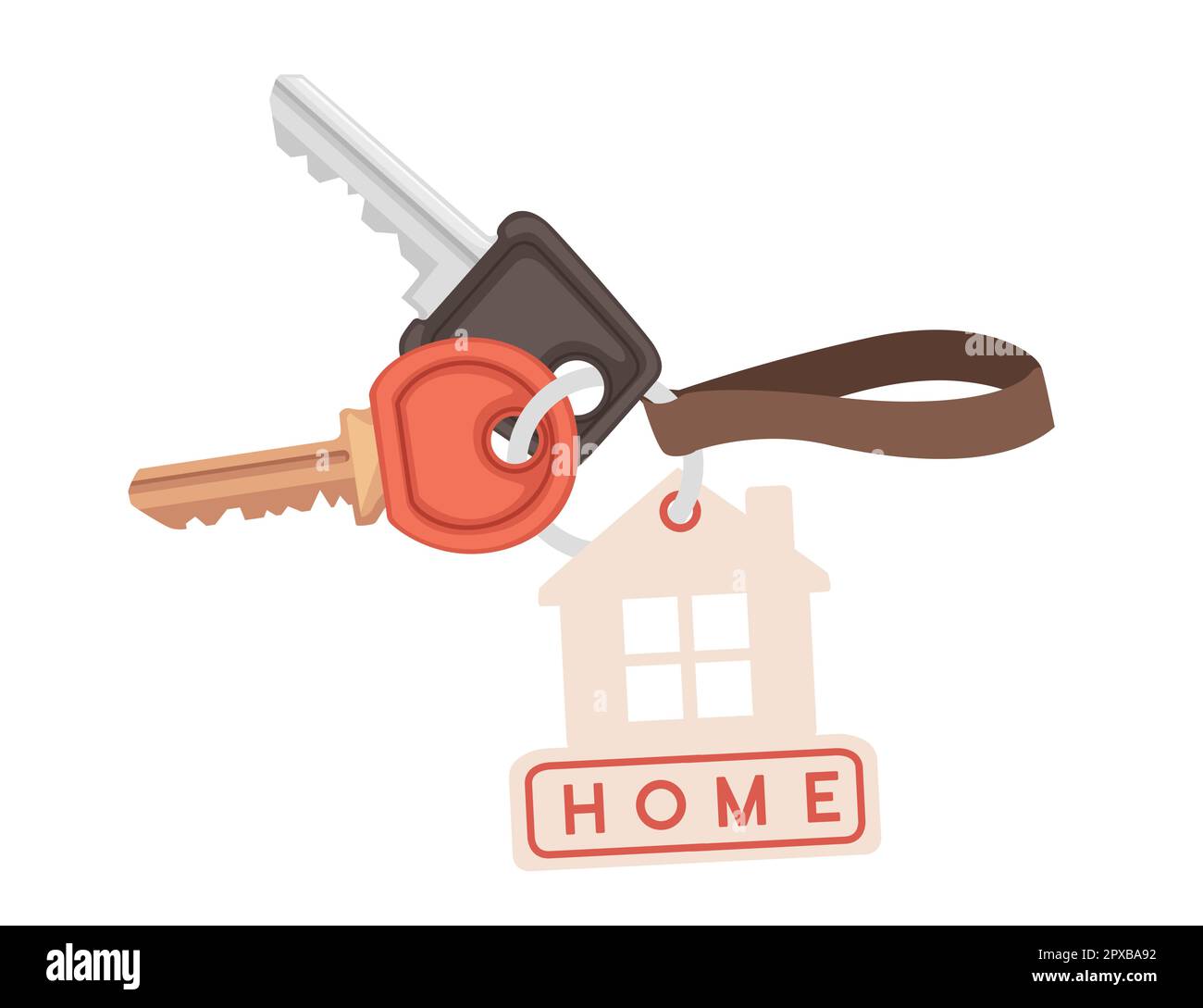 Home keychain with keys vector illustration isolated on white ...