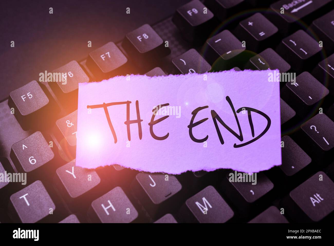 Text caption presenting The End, Concept meaning Final part of play ...