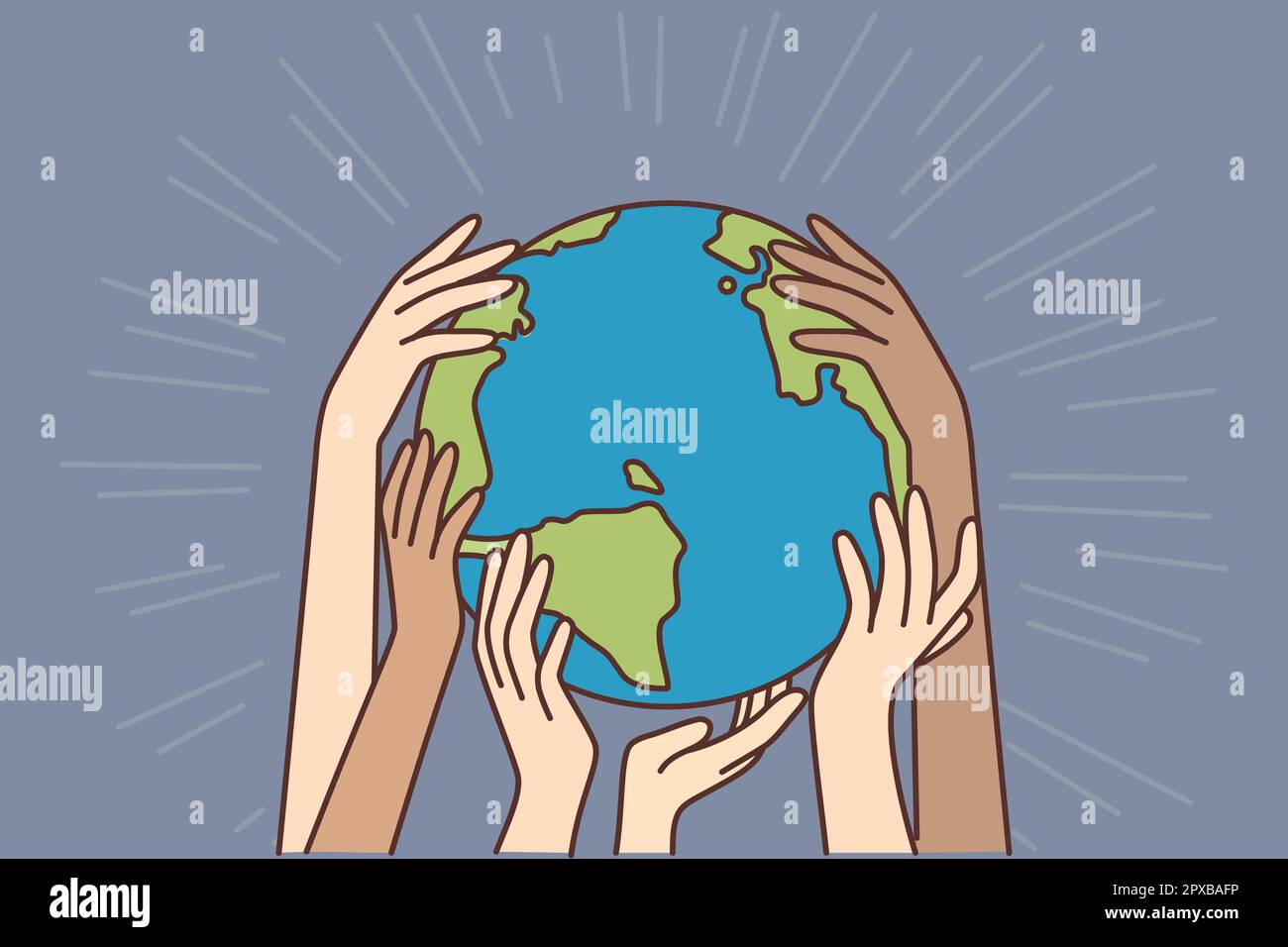Hands of Diverse People Touching Planet Earth. Multicultural Characters ...
