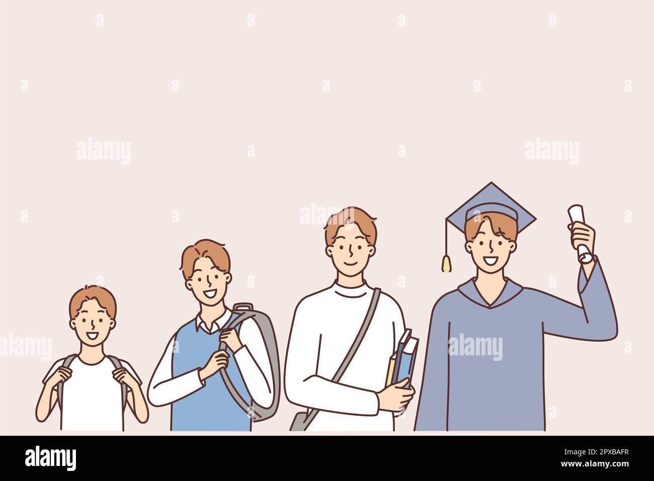 Characters of different ages - elementary school student, high school ...